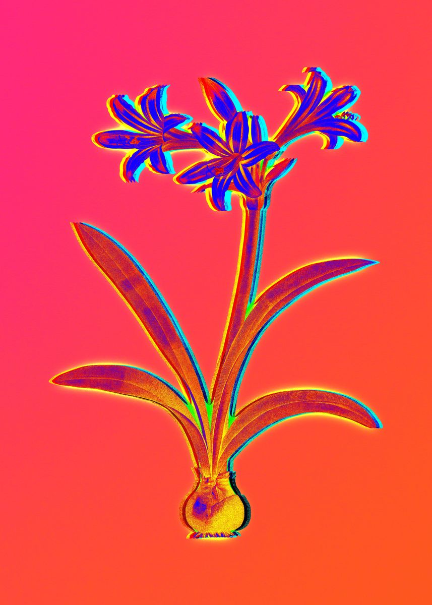 'Neon Floral Illustration' Poster by Holy Rock Design | Displate