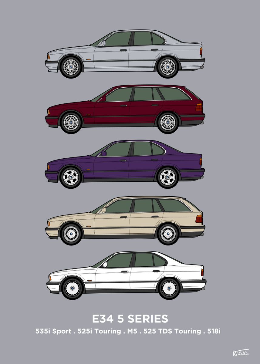 'E34 Collection' Poster, picture, metal print, paint by Russell Wallis ...