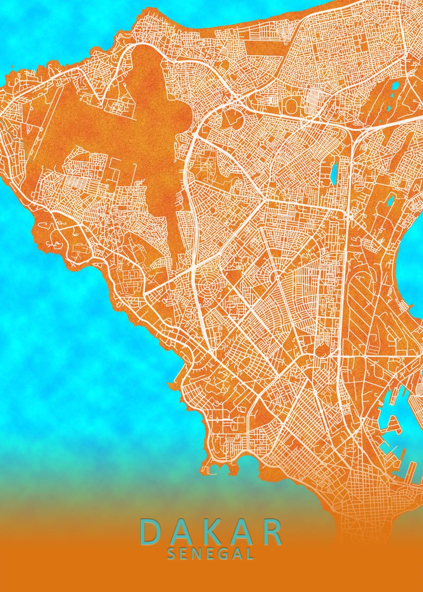 'Dakar Senegal City Map' Poster, picture, metal print, paint by City ...