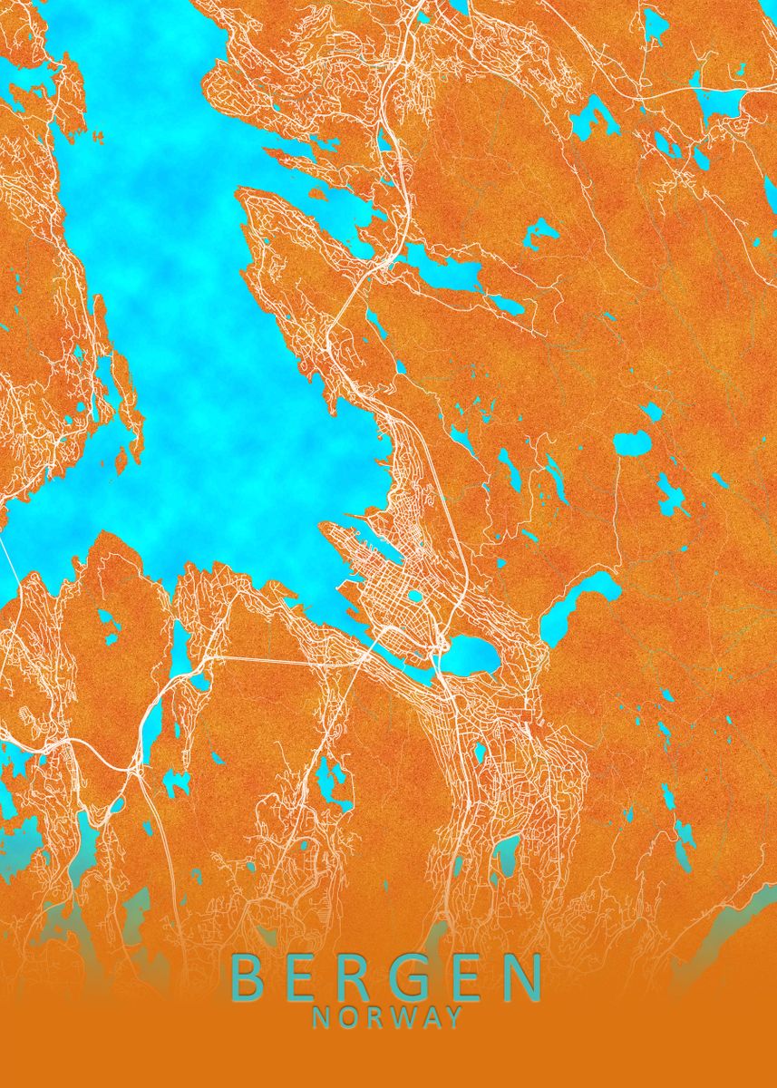 'Bergen Norway City Map' Poster by City Map Art Prints | Displate