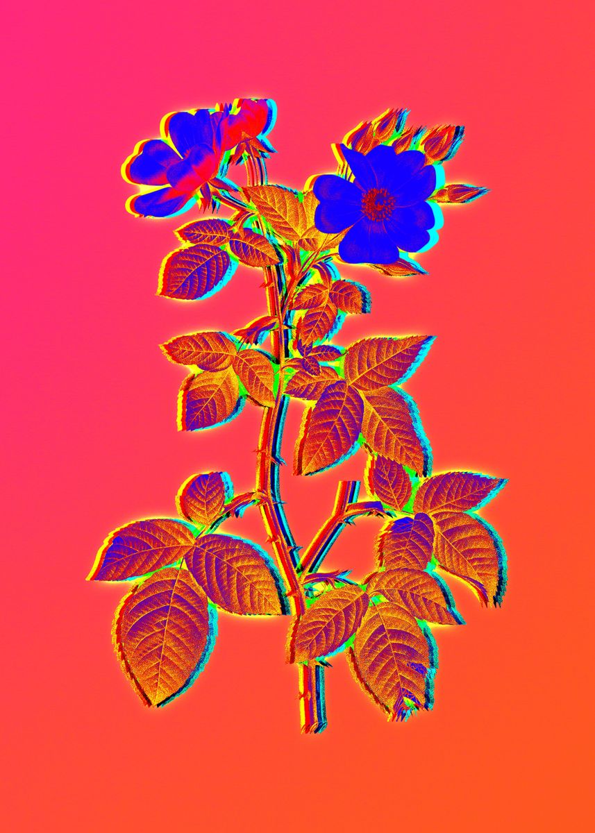 'Pink Neon Roses' Poster, picture, metal print, paint by Holy Rock ...