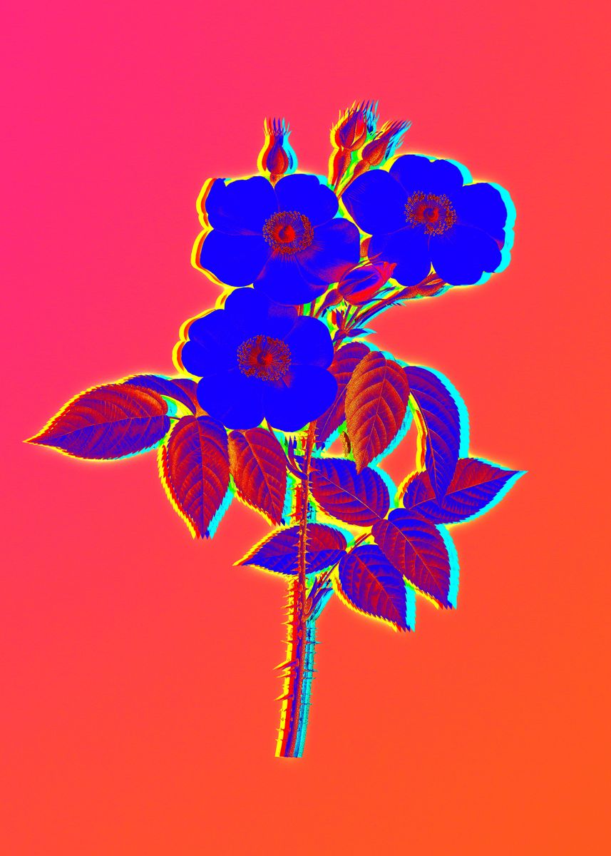 'Pink Neon Roses' Poster, picture, metal print, paint by Holy Rock ...