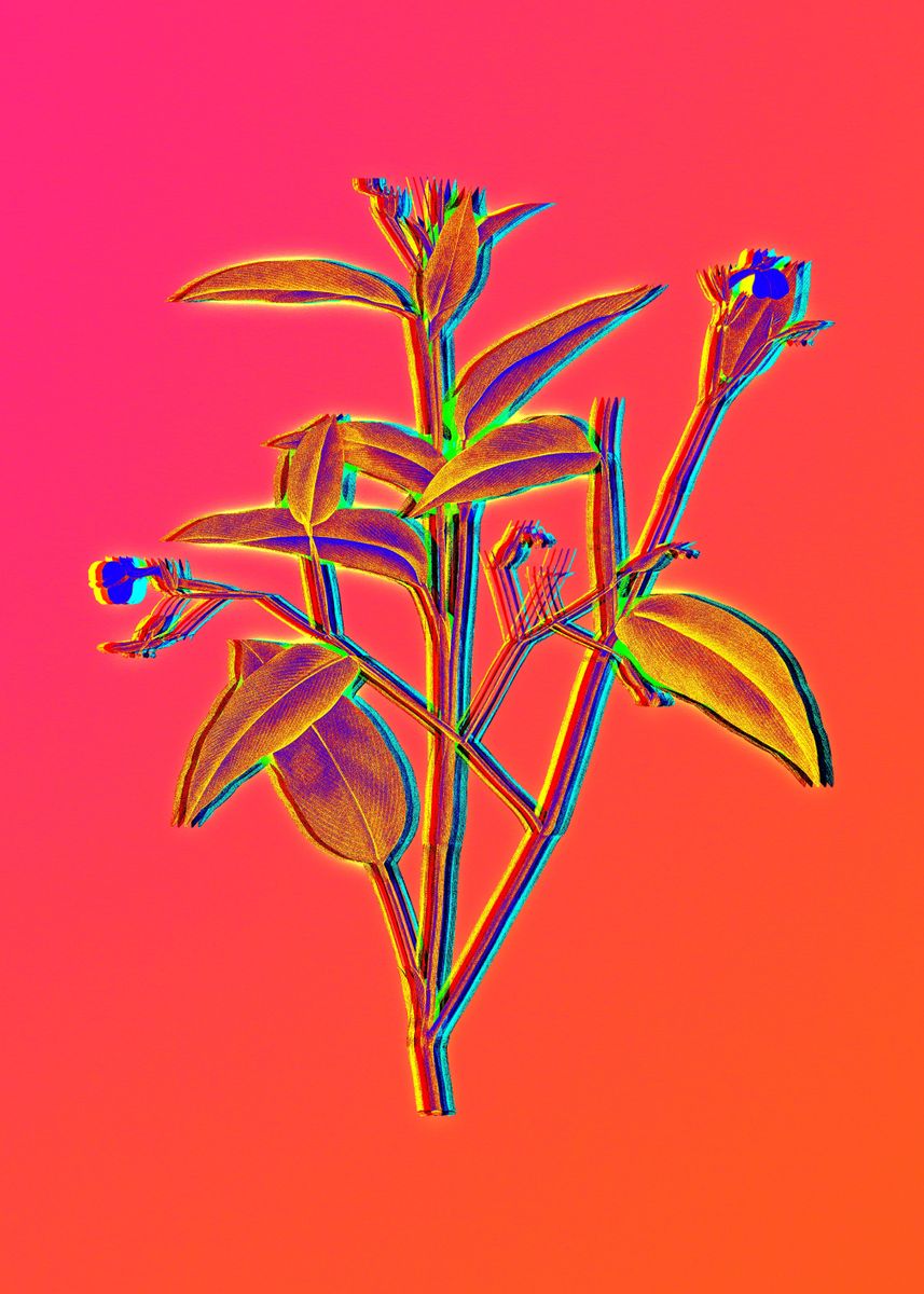 'Hot Neon Pink Flowers ' Poster, picture, metal print, paint by Holy ...