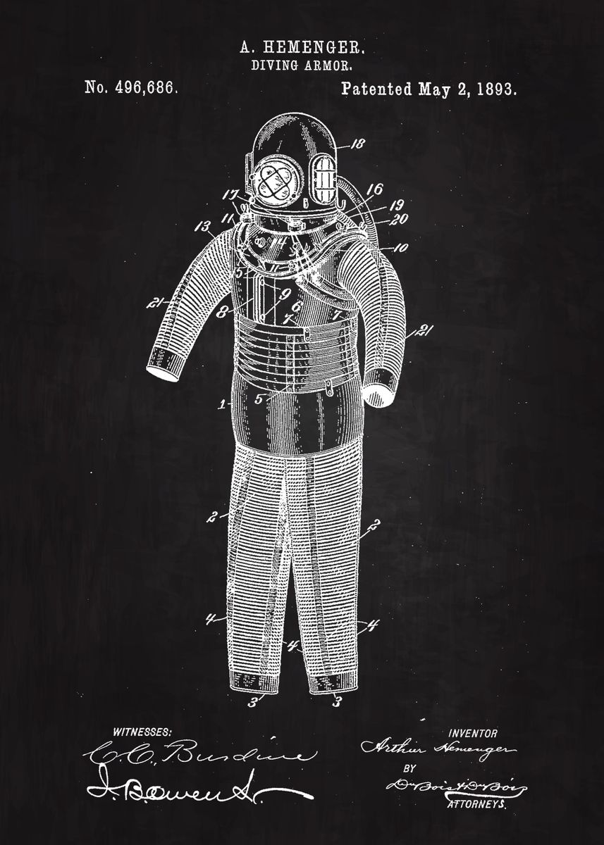 '1893 Diving Armor Art' Poster, picture, metal print, paint by Neo ...