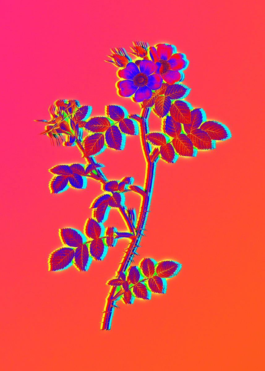 'Pink Neon Roses' Poster, picture, metal print, paint by Holy Rock ...