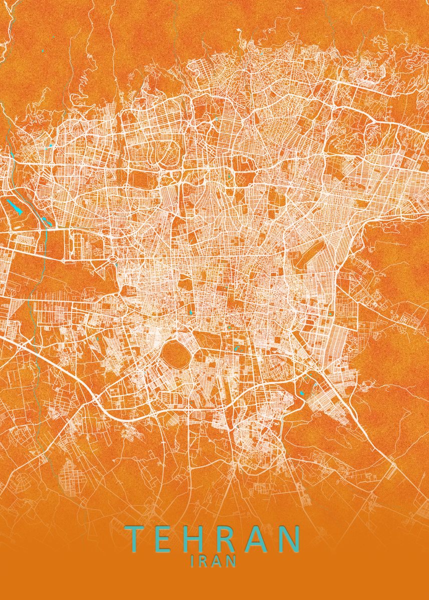 'Tehran Iran City Map ' Poster, picture, metal print, paint by City Map ...