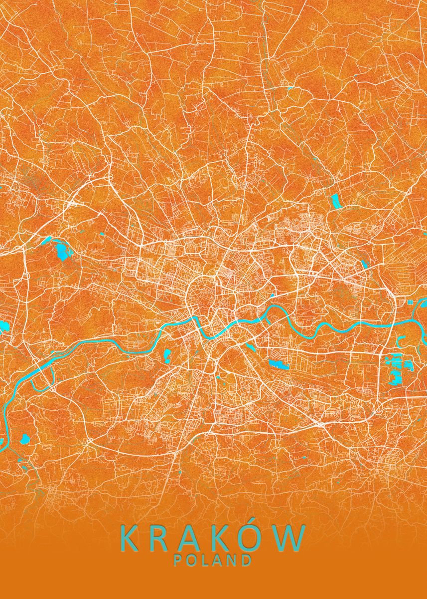 'Krakow Poland City Map' Poster, picture, metal print, paint by City ...