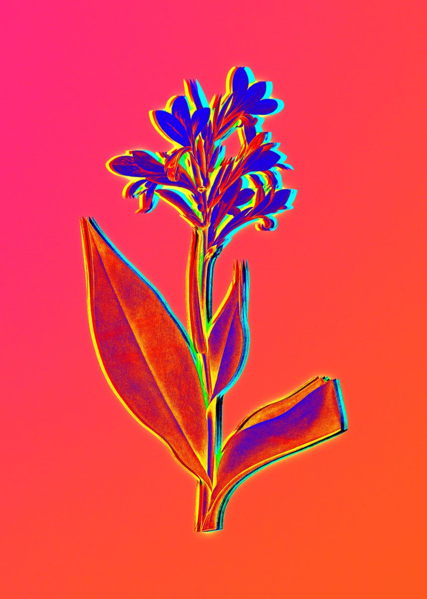 'Neon Electric Blue Flowers' Poster by Holy Rock Design | Displate