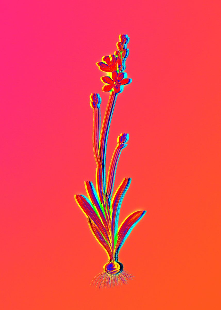 'Hot Neon Pink Flowers ' Poster by Holy Rock Design | Displate