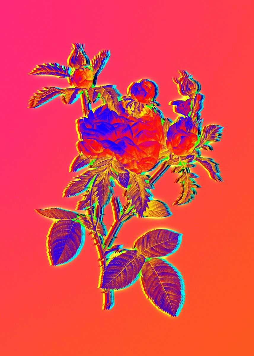 'Neon Flora Illustration' Poster, picture, metal print, paint by Holy ...