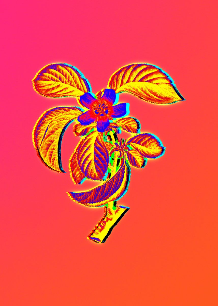 'Neon Botanical Flowers' Poster, picture, metal print, paint by Holy ...