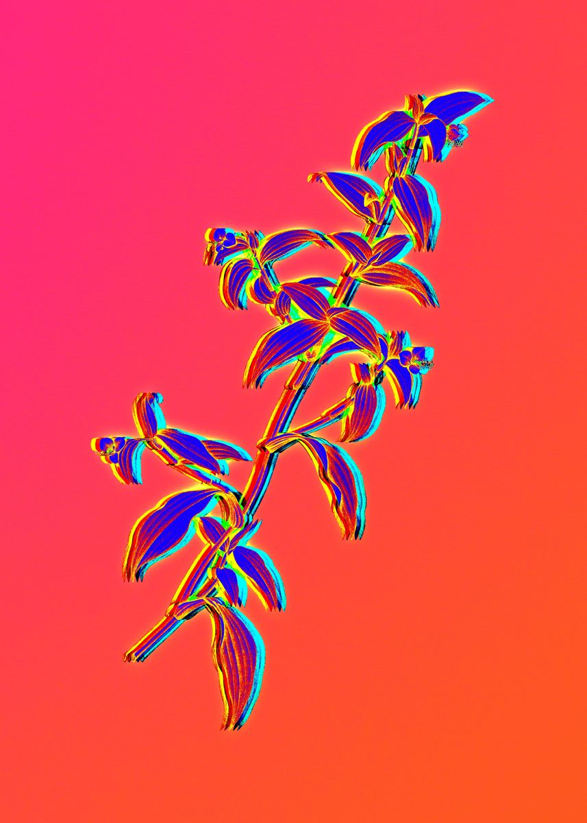'Neon Botanical Drawing' Poster by Holy Rock Design | Displate