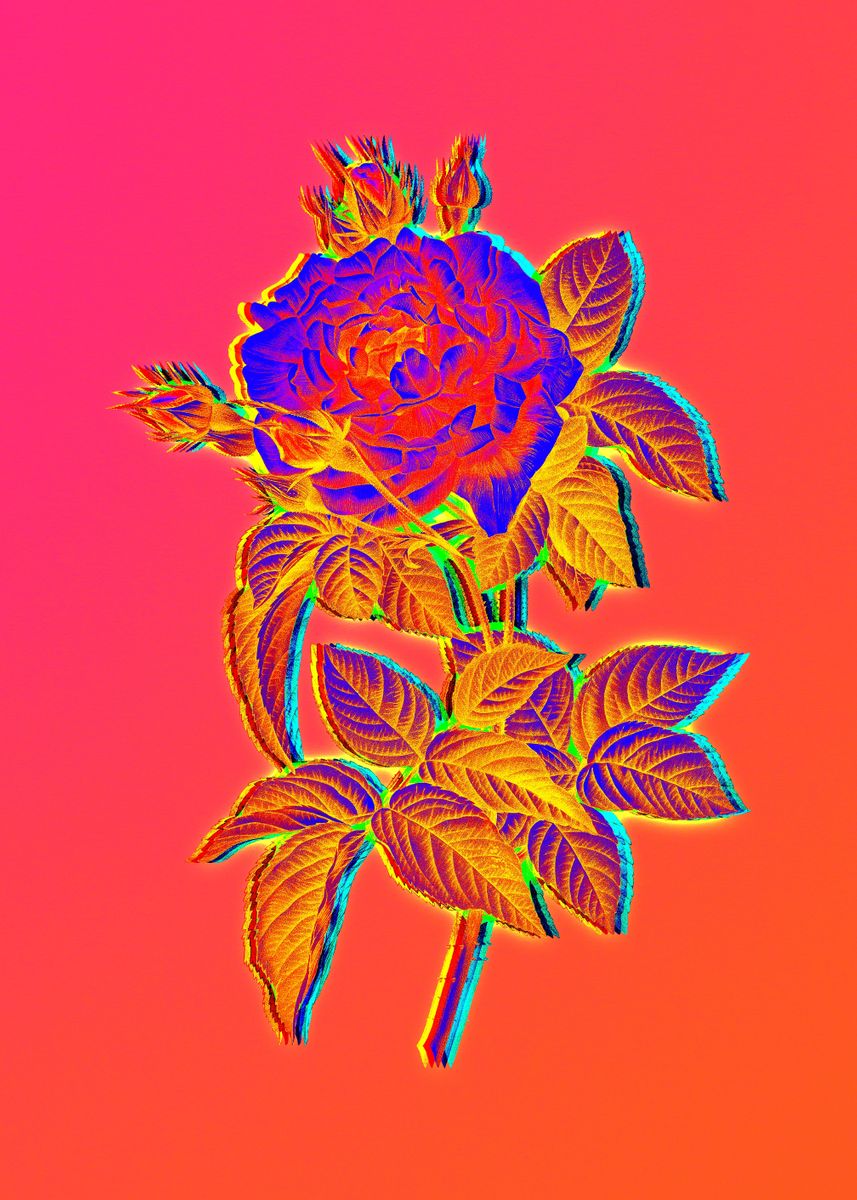 'Neon Botanical Drawing' Poster, picture, metal print, paint by Holy ...