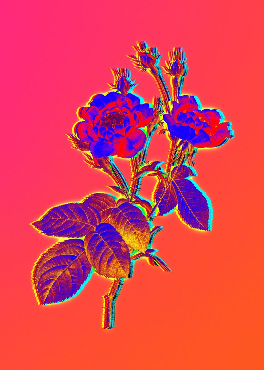 'Neon Flower Painting Pink' Poster, picture, metal print, paint by Holy ...
