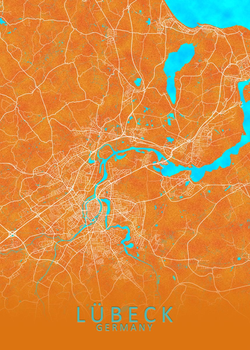 'Lubeck Germany City Map' Poster by City Map Art Prints | Displate