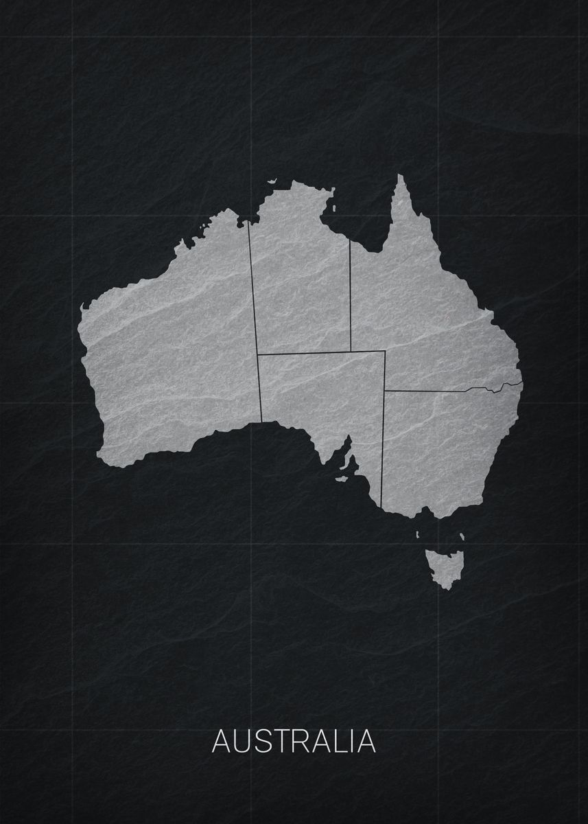 'Australia Map Modern Slate' Poster, picture, metal print, paint by ...
