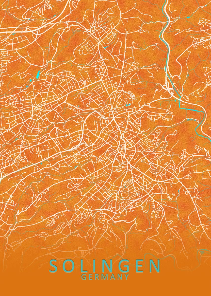 'Solingen Germany City Map' Poster, picture, metal print, paint by City ...