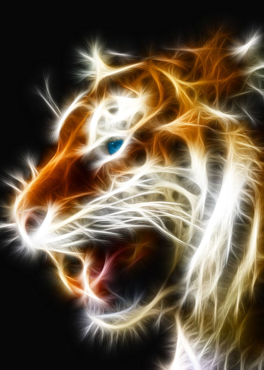 'Tiger Glow light' Poster, picture, metal print, paint by ...