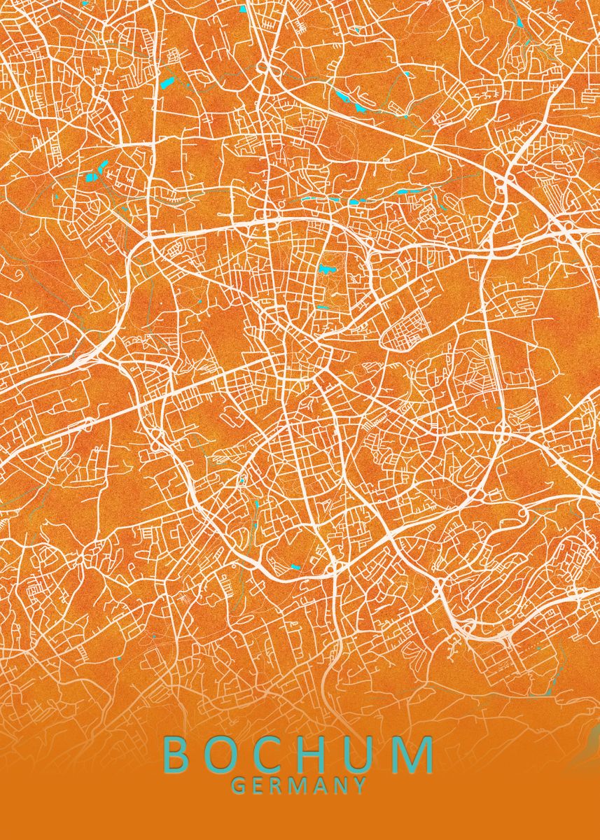 'Bochum Germany City Map' Poster by City Map Art Prints | Displate