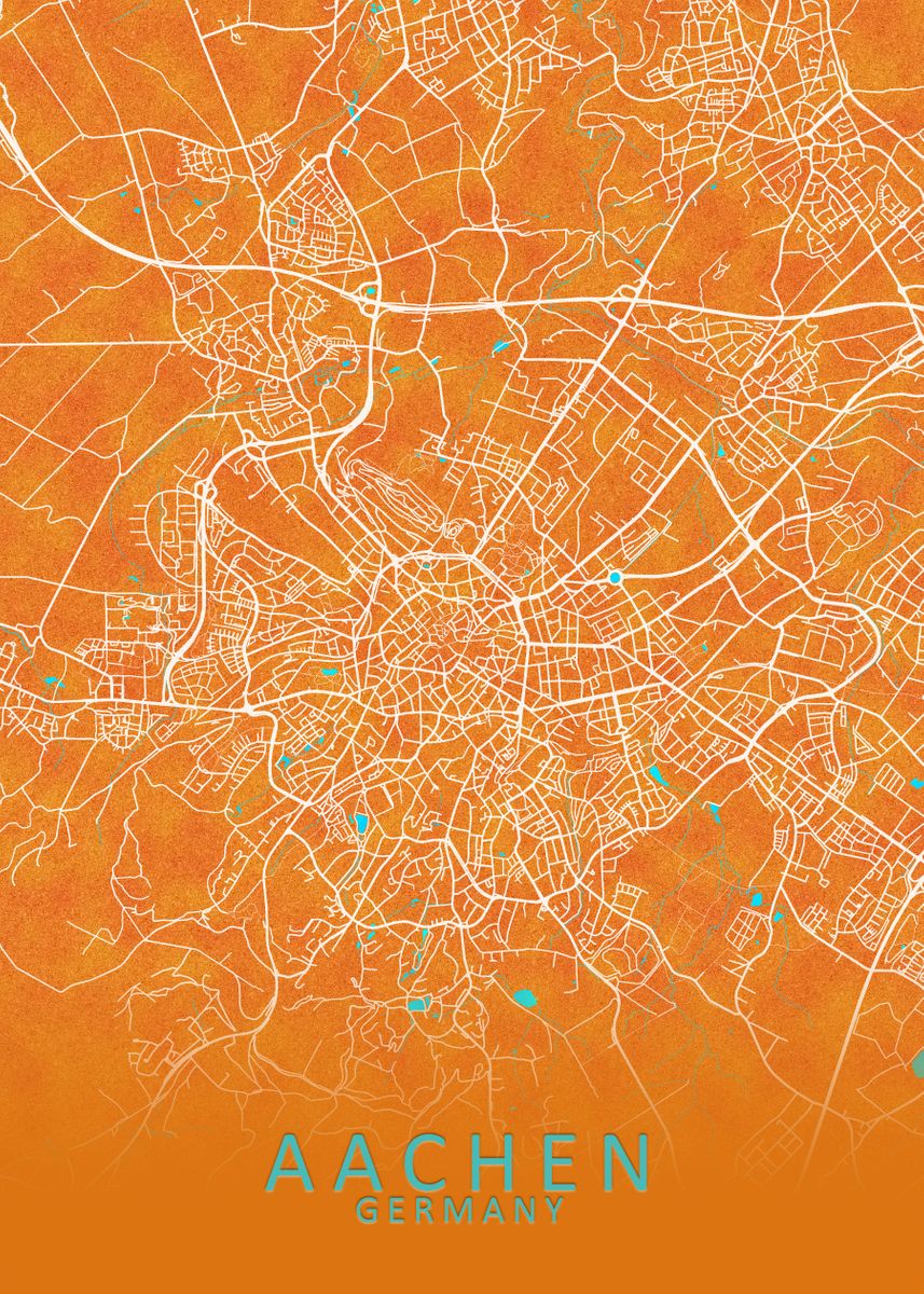 'Aachen Germany City Map' Poster, picture, metal print, paint by City ...