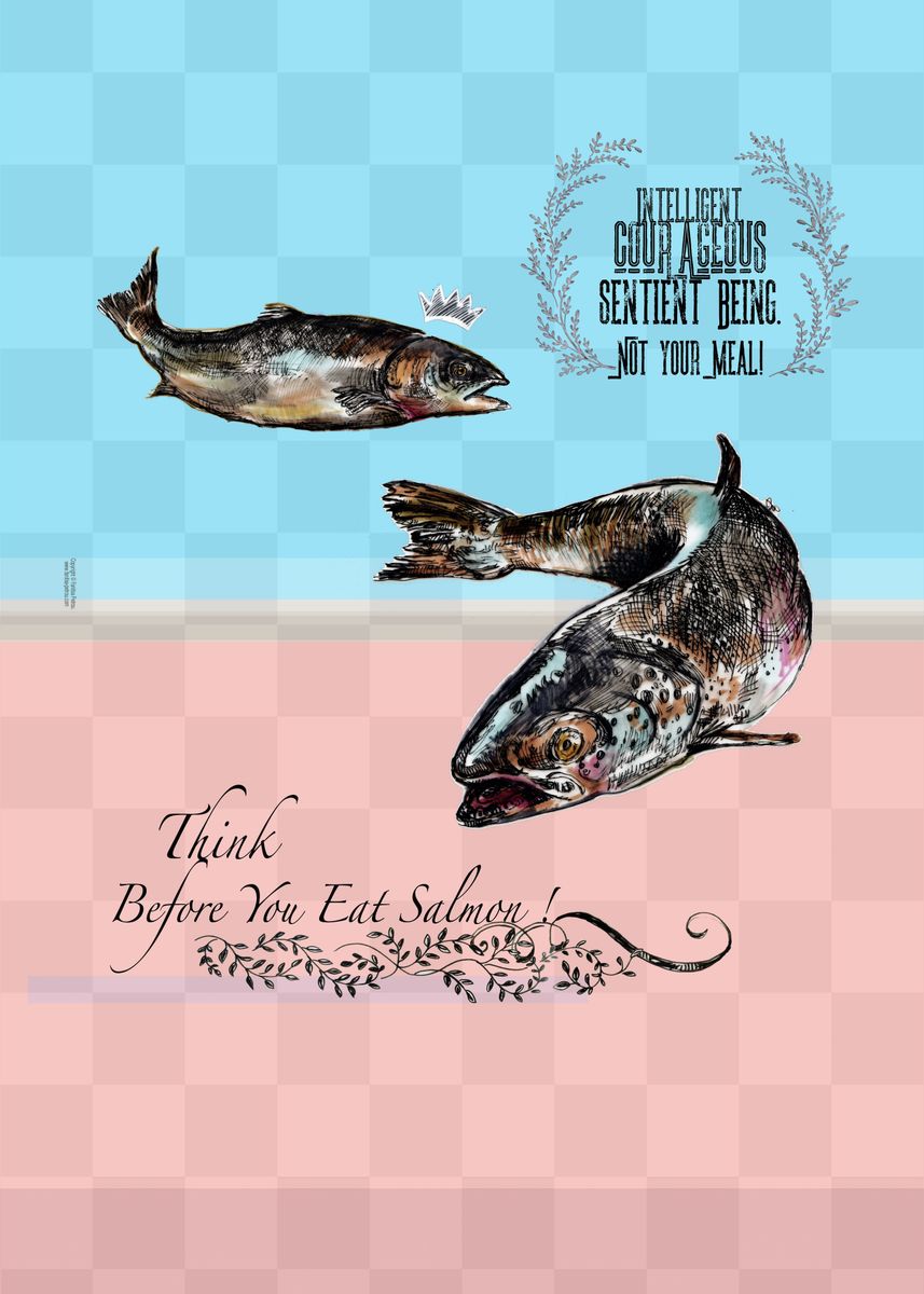 'Think Before U Eat Salmon' Poster by Fanitsa | Displate