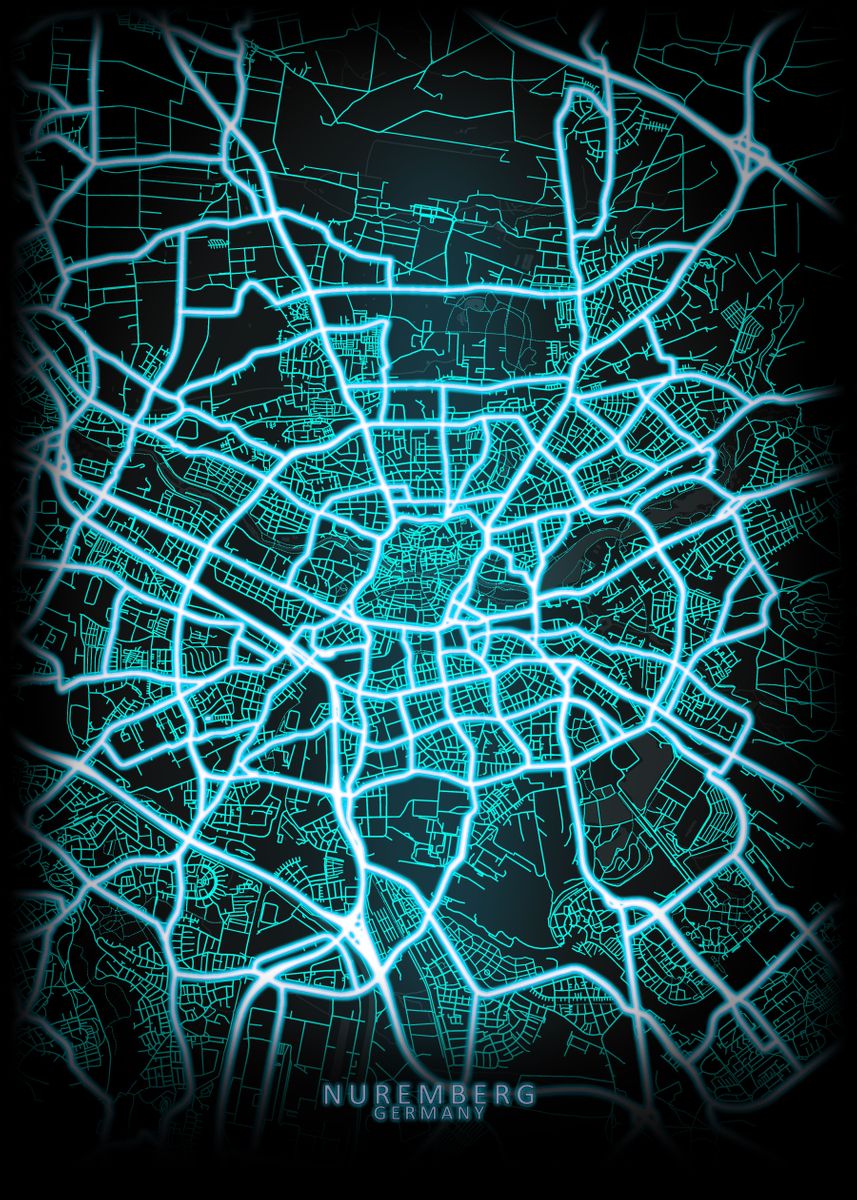 'Nuremberg Germany City Map' Poster by City Map Art Prints | Displate