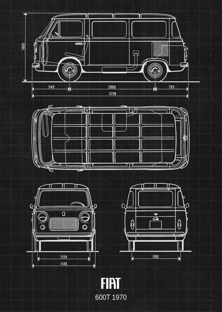 'Fiat 600T 1970' Poster, picture, metal print, paint by DAVID CARL ...
