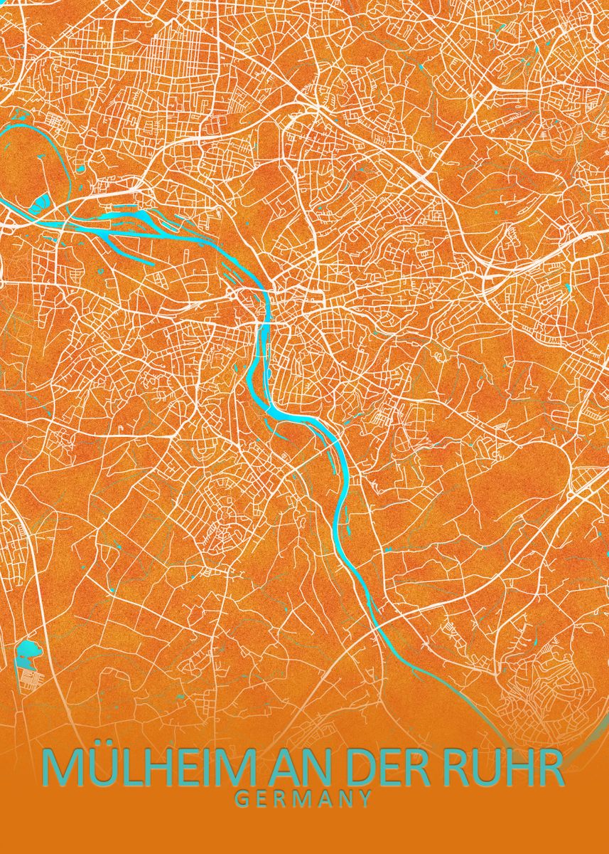 'Mulheim an der Ruhr' Poster, picture, metal print, paint by City Map ...