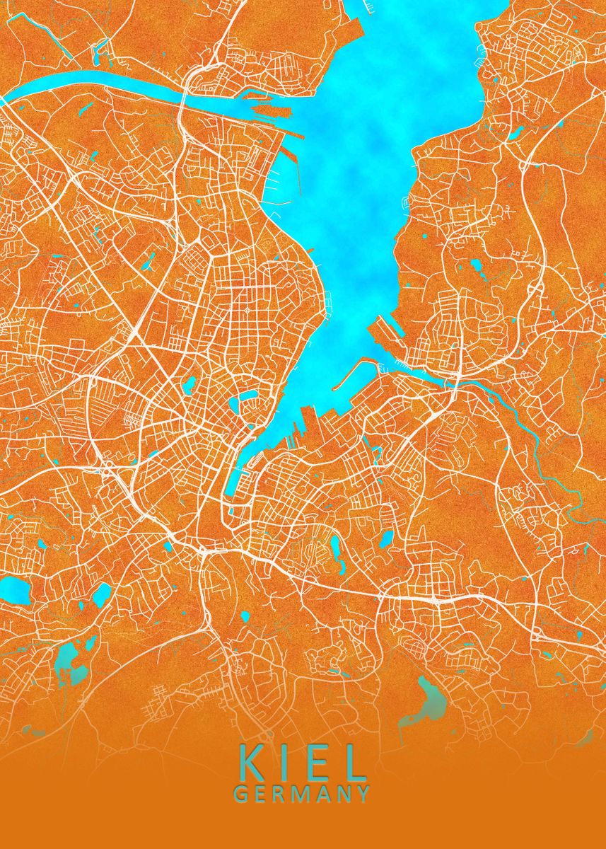 'Kiel Germany City Map ' Poster, picture, metal print, paint by City ...