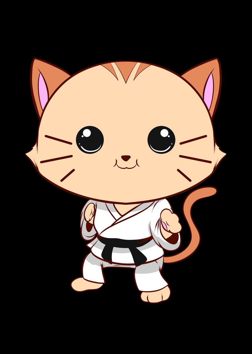 'Jiu Jitsu Cat Kawaii MMA' Poster, picture, metal print, paint by ...