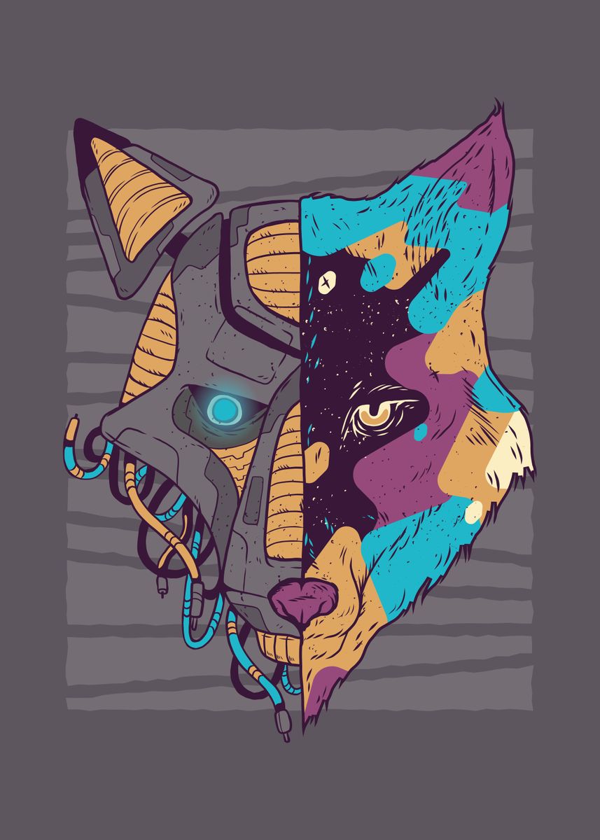 'Double faced wolf' Poster, picture, metal print, paint by Markus ...