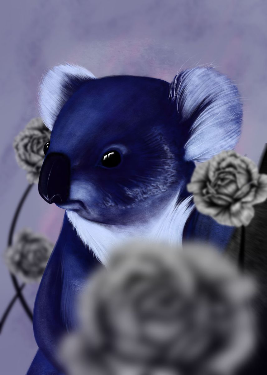 'Blue koala' Poster, picture, metal print, paint by jonathan Rasmussen ...