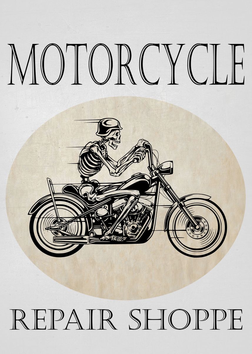 'Motorcycle Repair Shoppe' Poster, picture, metal print, paint by ...