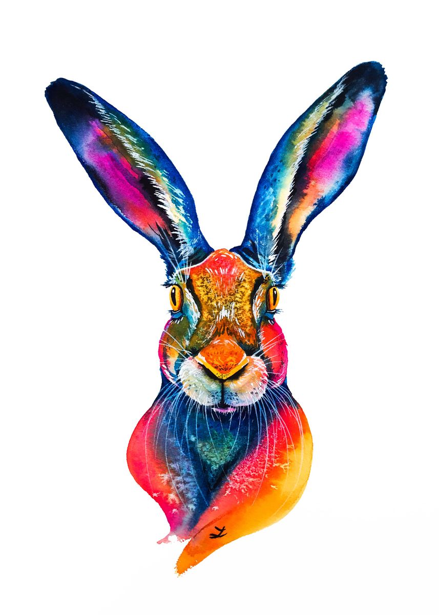'Hare' Poster, picture, metal print, paint by Zaira Dzhaubaeva | Displate