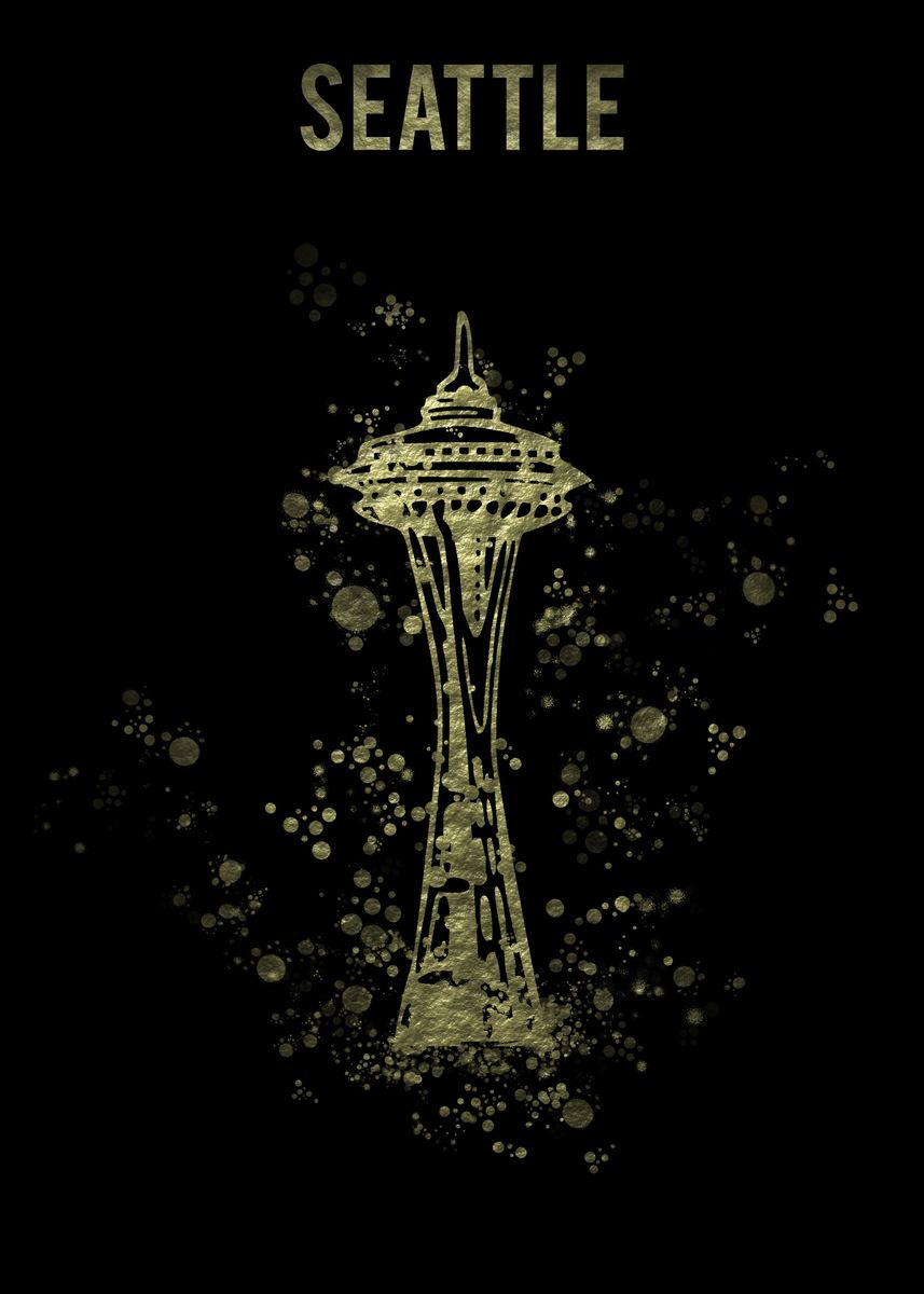 'Seattle Landmark Skyline' Poster, picture, metal print, paint by ...