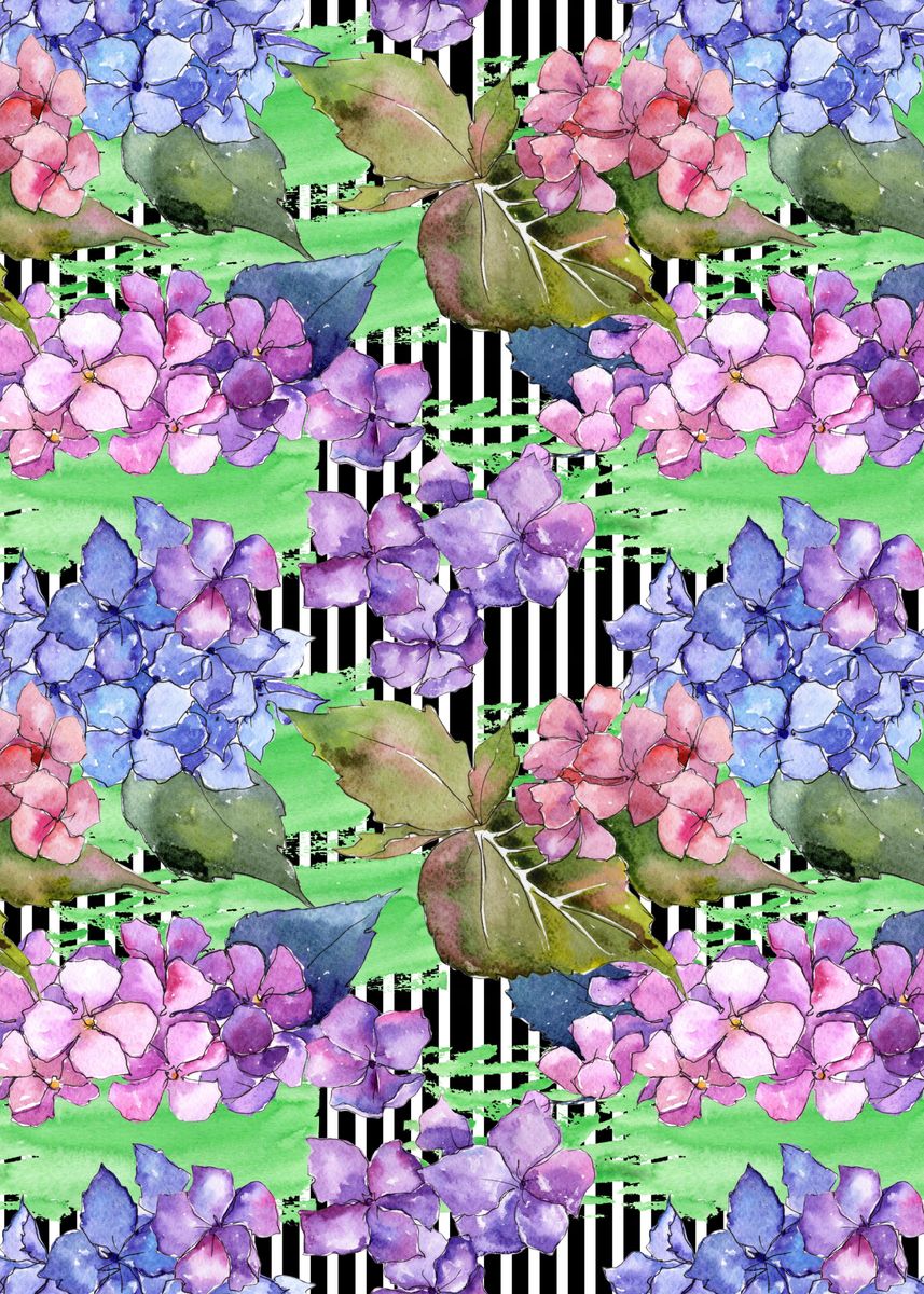 'Hydrangea Pattern 13' Poster by Aloke Design | Displate