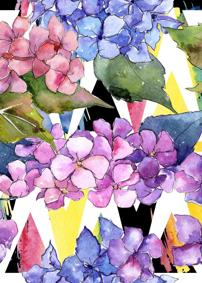 'Hydrangea Pattern 16' Poster by Aloke Design | Displate