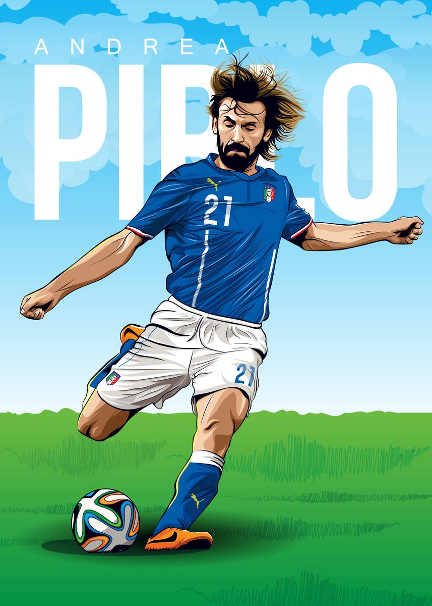 'Andrea Pirlo' Poster, picture, metal print, paint by Laksana Ardie ...