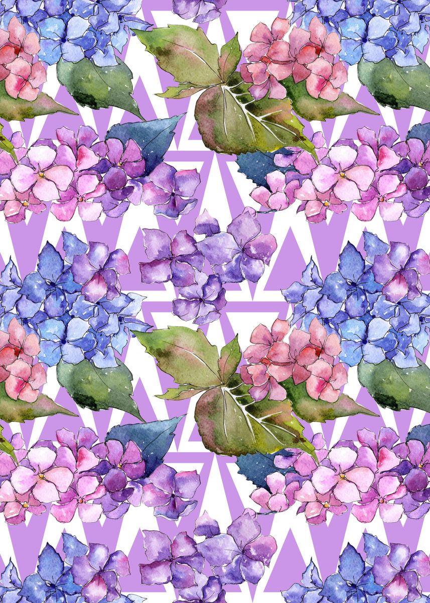 'Hydrangea Pattern 15' Poster, picture, metal print, paint by Aloke ...