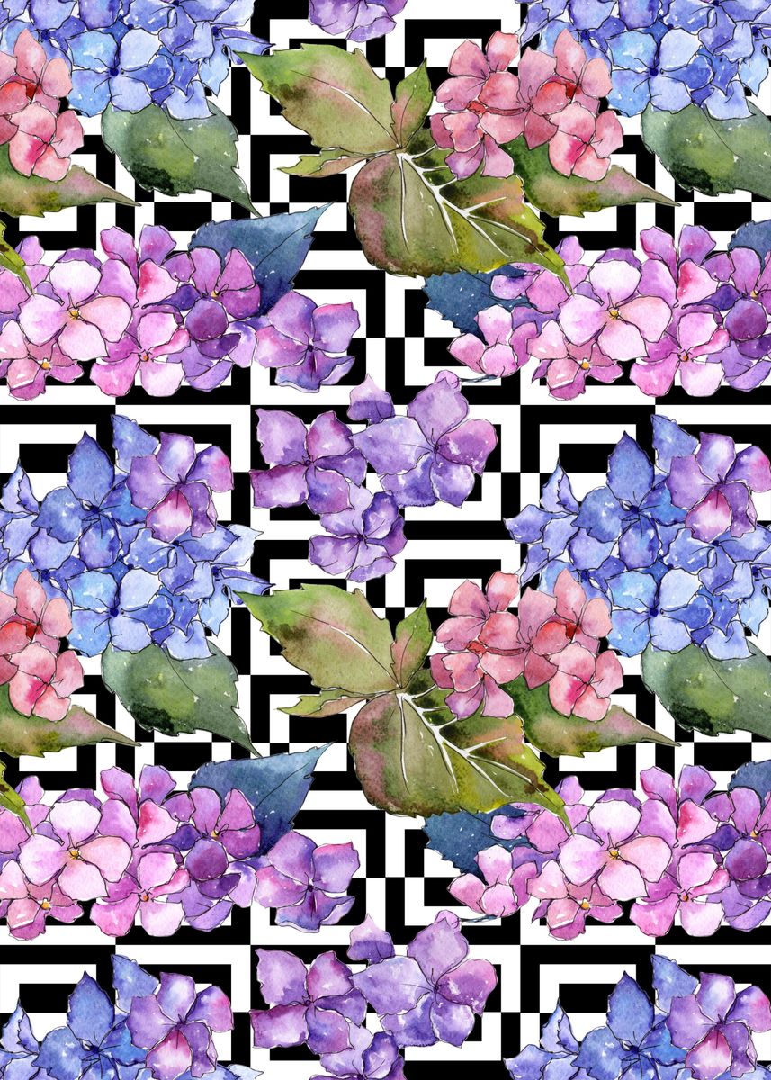 'Hydrangea Pattern 04' Poster, picture, metal print, paint by Aloke ...