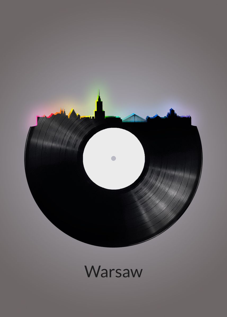 'Warsaw Skyline Vinyl' Poster by Daniel Moisei | Displate