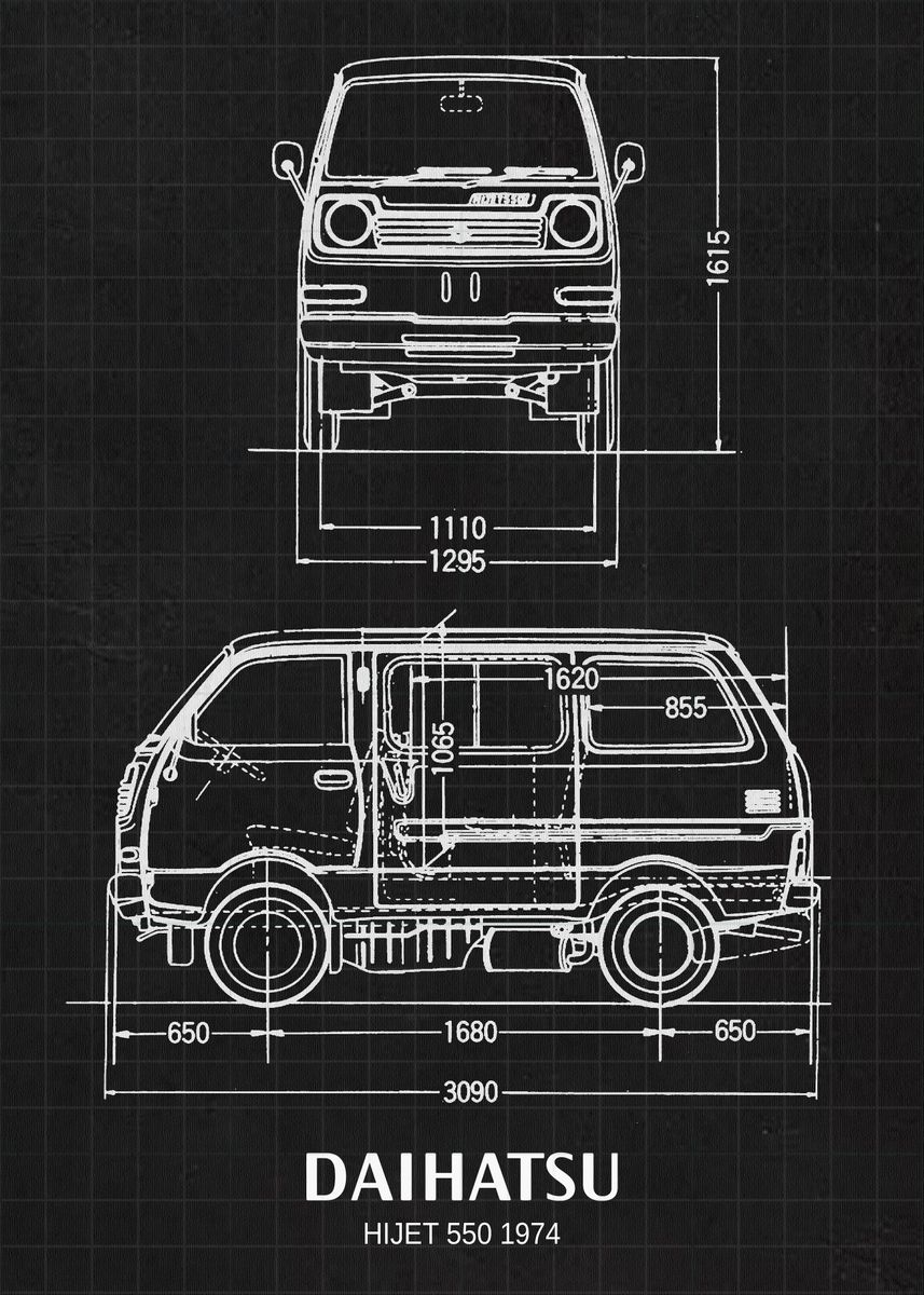 'Daihatsu Hijet 550 1974' Poster by MICHAEL BRUNS PLATES | Displate