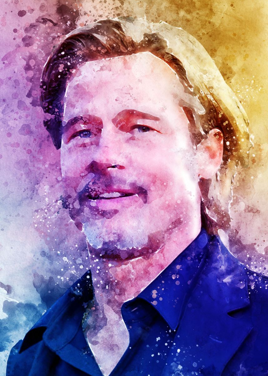 'Brad Pitt' Poster, picture, metal print, paint by Alex Mann | Displate