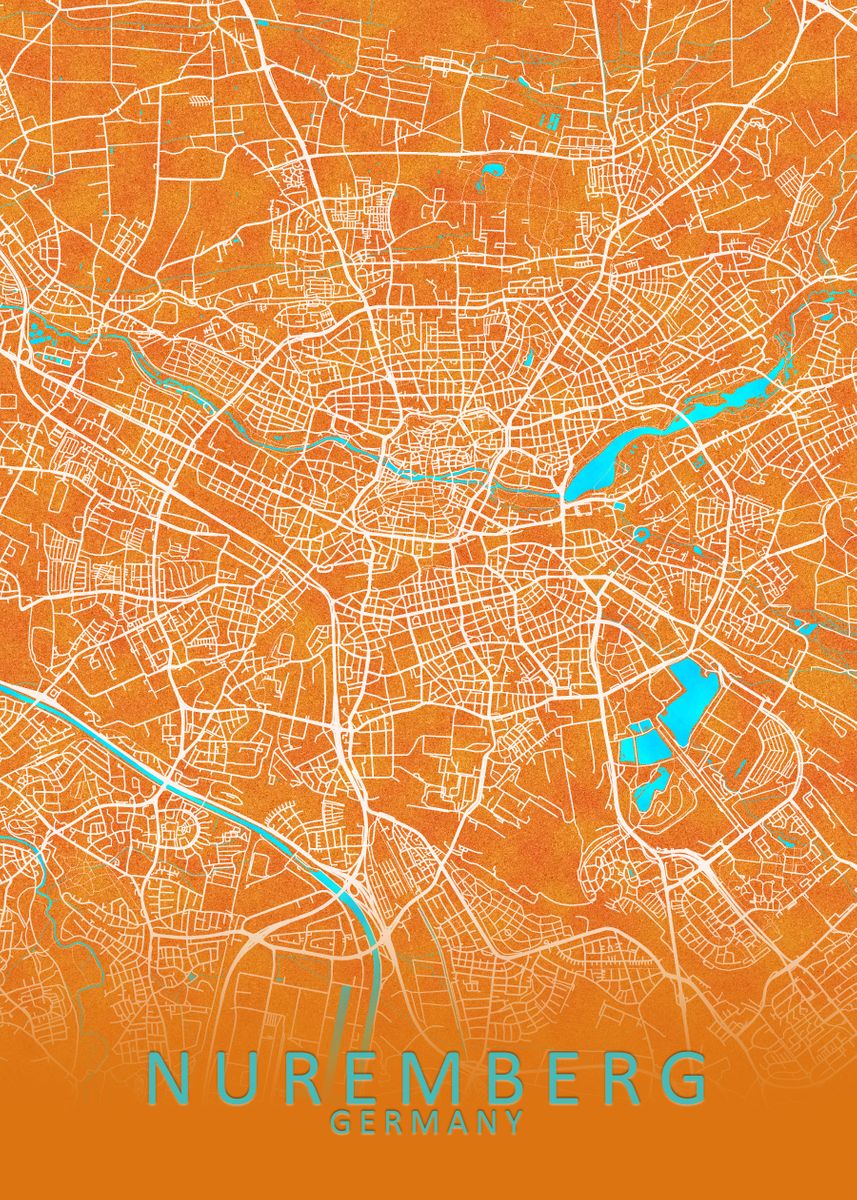 'Nuremberg Germany City Map' Poster by City Map Art Prints | Displate