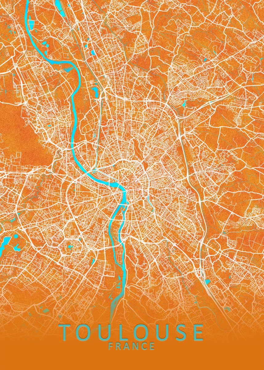 'Toulouse France City Map' Poster by City Map Art Prints | Displate