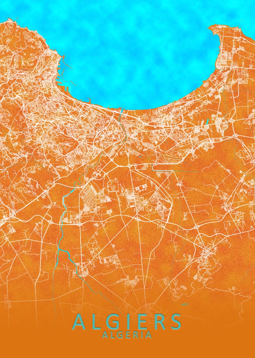 'Algiers Algeria City Map' Poster, picture, metal print, paint by City ...
