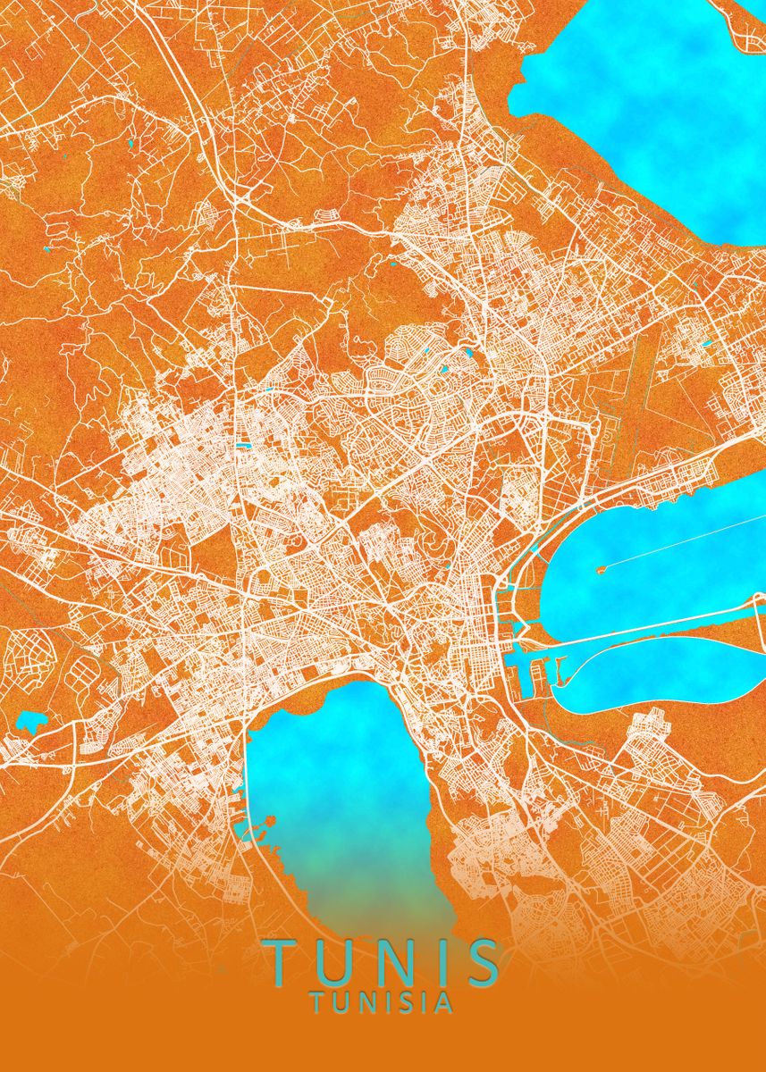 'Tunis Tunisia City Map' Poster by City Map Art Prints | Displate