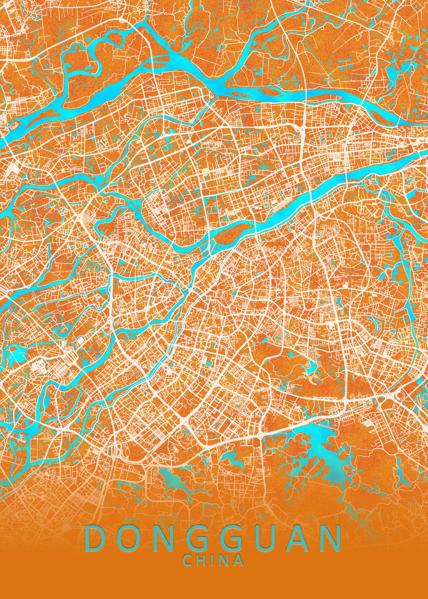 'Dongguan China City Map' Poster, picture, metal print, paint by City ...