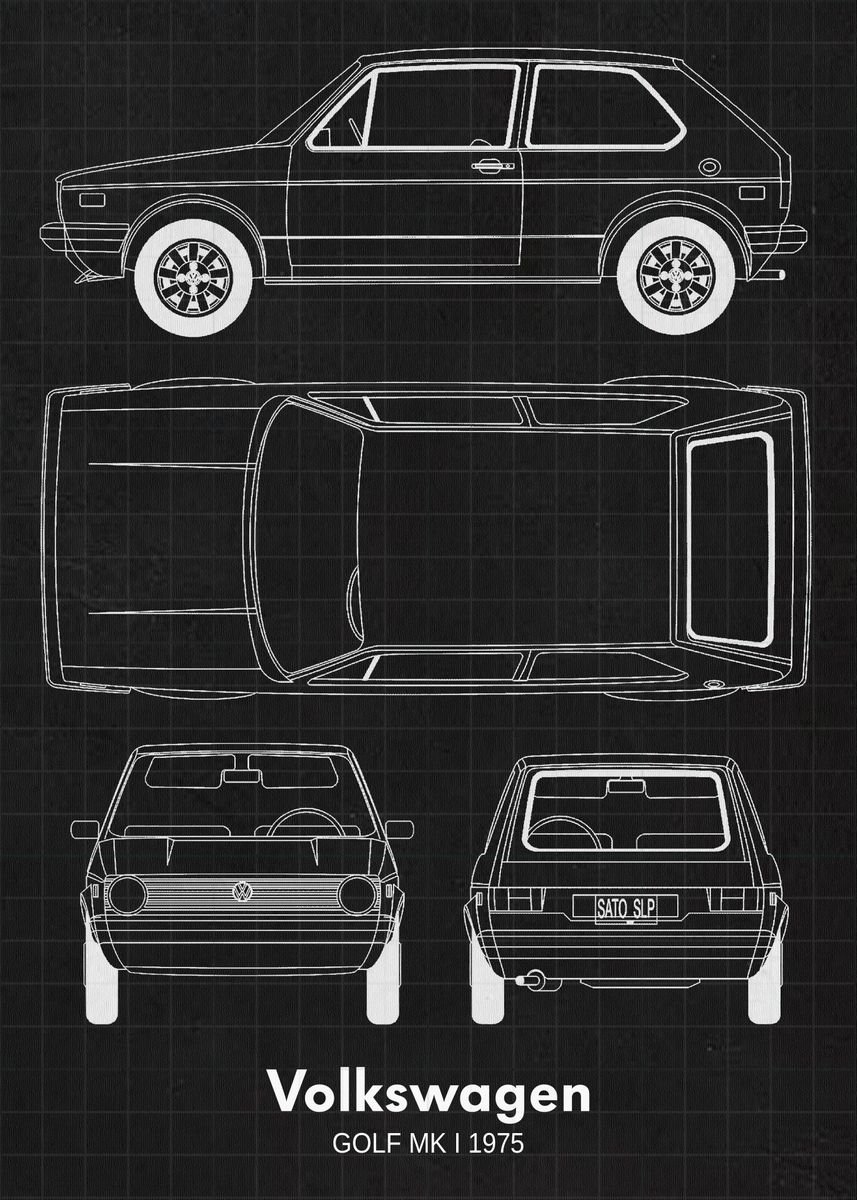 'Volkswagen Golf Mk I 1975' Poster, picture, metal print, paint by ...