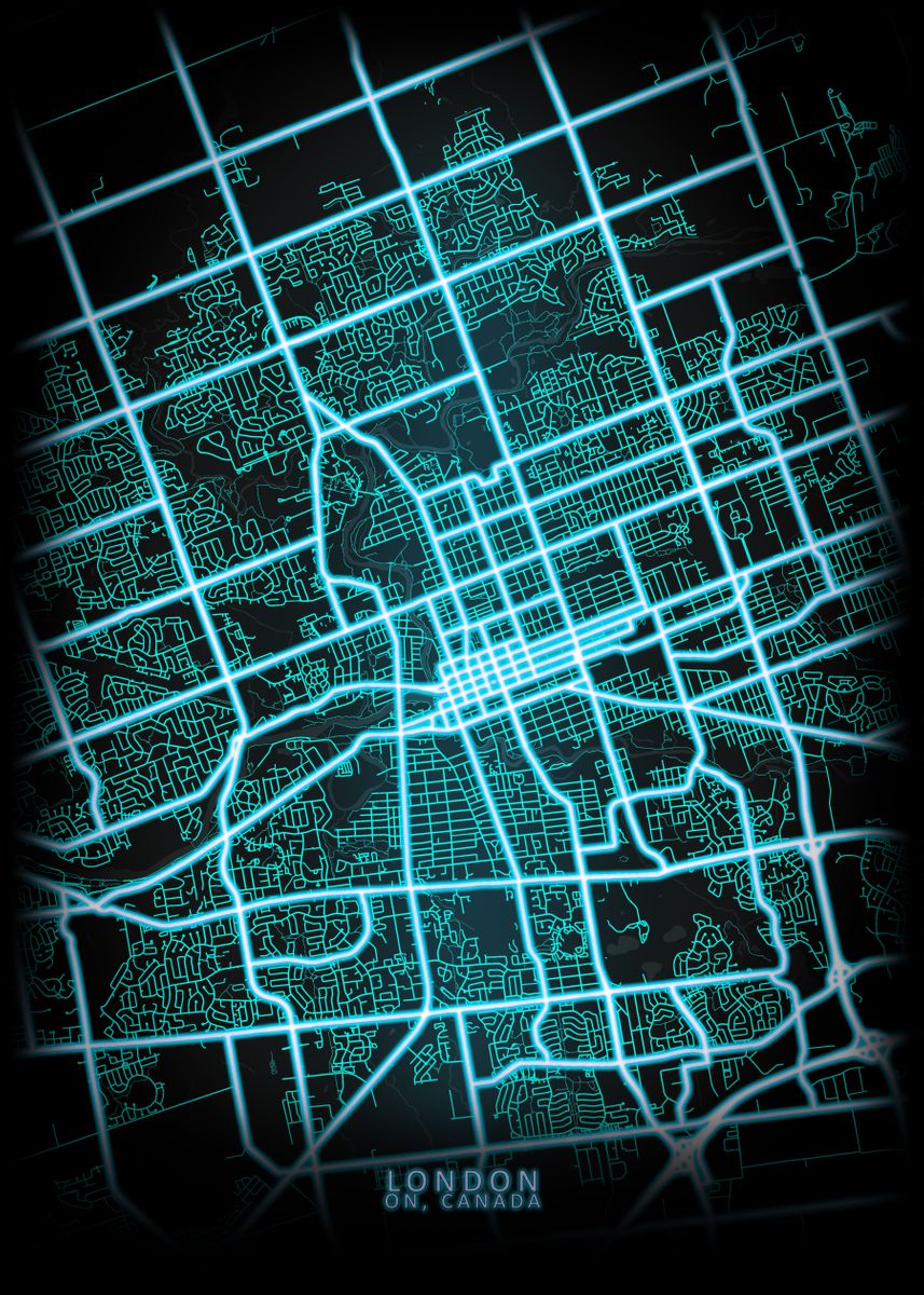 'London ON Canada City Map' Poster, picture, metal print, paint by City ...